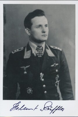 Helmut Ruffler signed photo. Luftwaffe Ace. JG-51. 88 kills. 690 ...