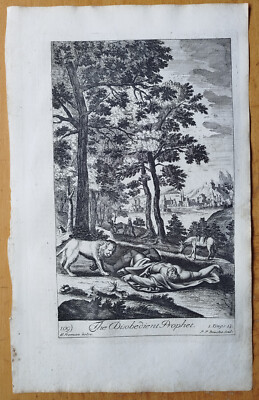 Disobedient Prophet - Large Engraving English Bible - 1701 | eBay