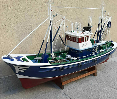 PESCHERECCIO ATLANTICO MAXI in LEGNO 90 cm BARCA DA PESCA ARREDO MARE ...