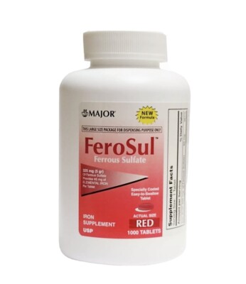 FeroSul Ferrous Sulfate 325 mg Red Iron Supplement 1000 Tablets | eBay