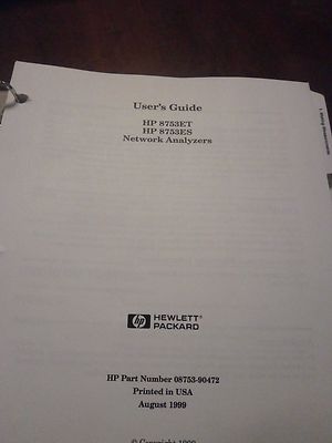 HP 8753ET/ES NETWORK ANALYZERS USERS GUIDE | eBay