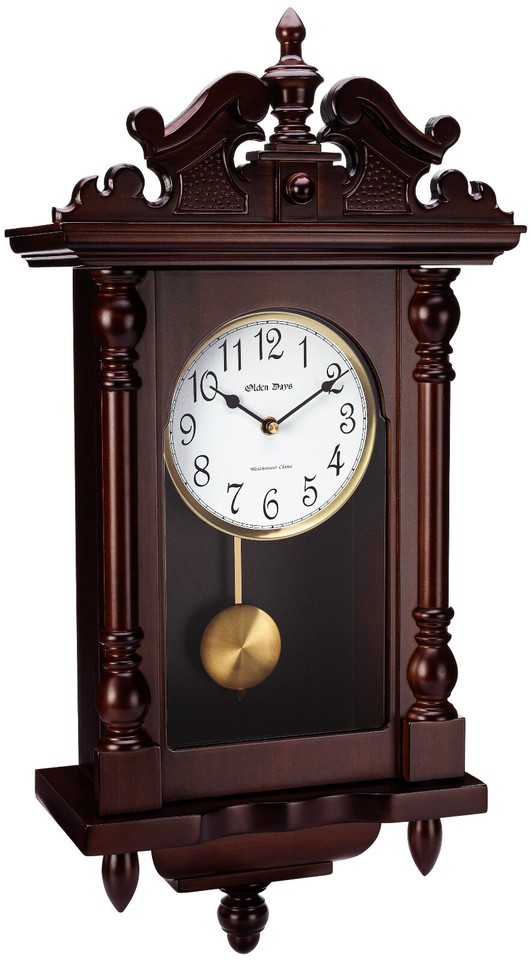 Olden Days Wall Clock with Real Wood, 4 Chimes, Antique Vintage Style ...