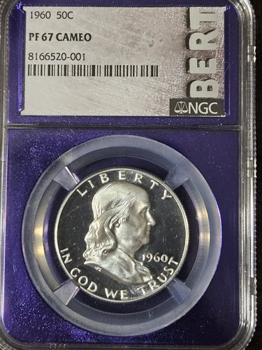 1960 Franklin Proof Silver 50c Half Dollar, PF67 Cameo BERT Purple Core ...