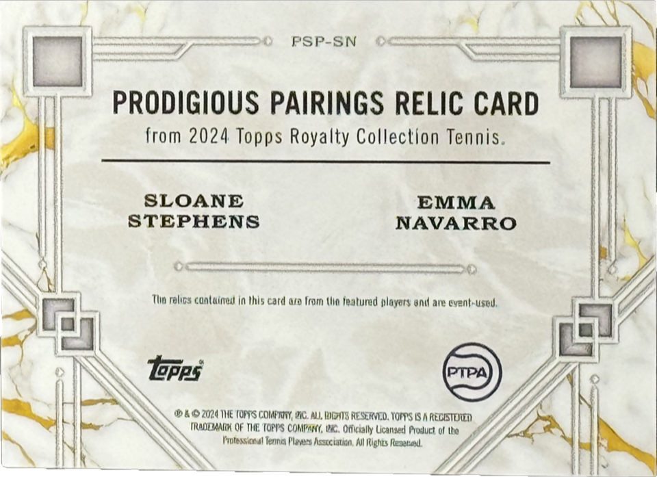 2024 Topps Tennis Royalty Emma Navarro / Sloane Stephens Relic Blue /25 ...