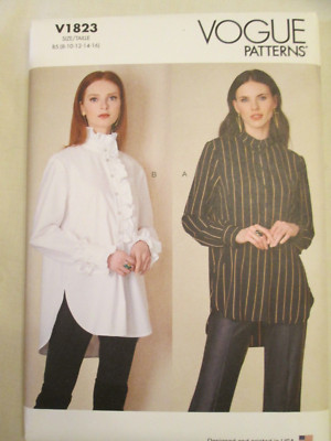 Vogue 1823 Easy Loose Fitting Poet Shirt Pattern Long Sleeves Placket 8 ...