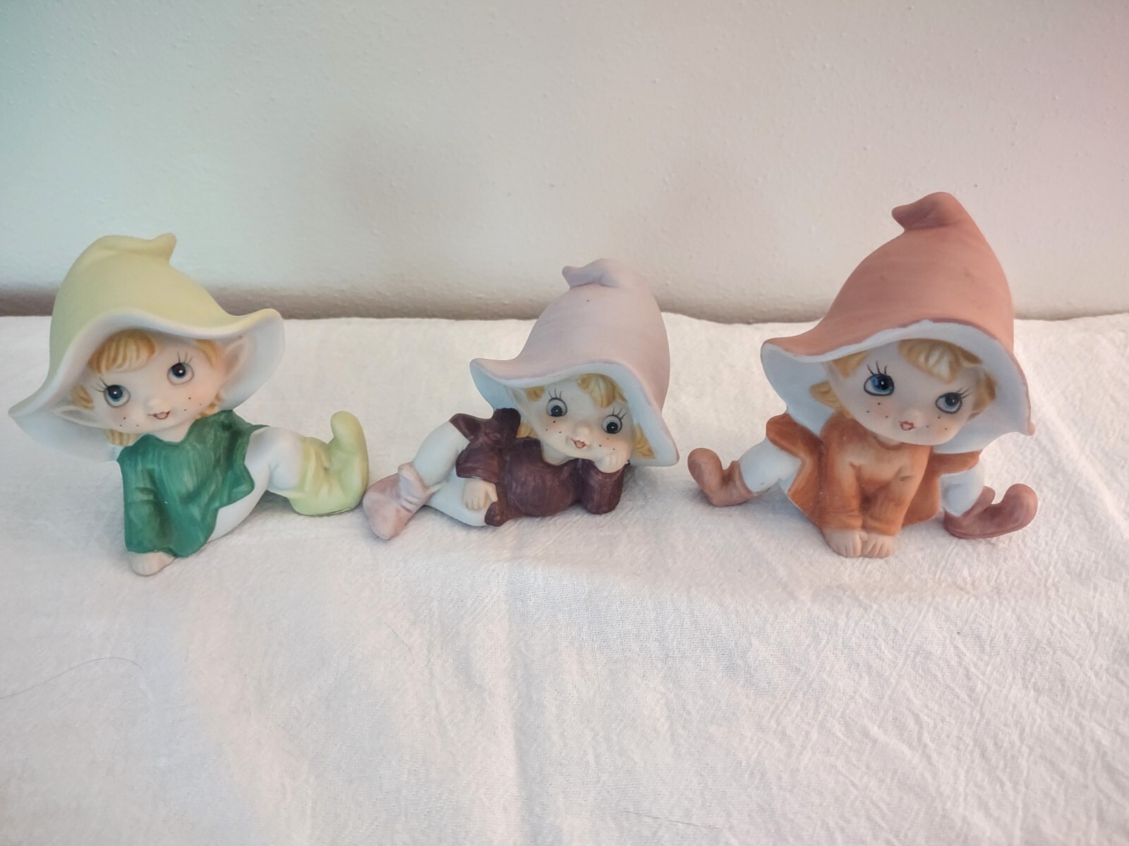 Vintage Homco Set of 3 Pixies Elves Fairies #5213 Porcelain Figurines ...