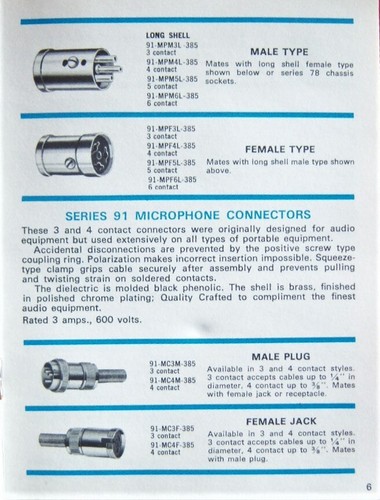 Vintage 1960's 4 pin Amphenol microphone cable connectors Shure Electro ...