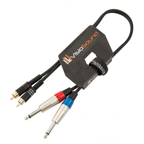 2 x 6.35mm 1/4" Mono Jack to 2 x RCA Phono Plug Twin Lead / Audio ...