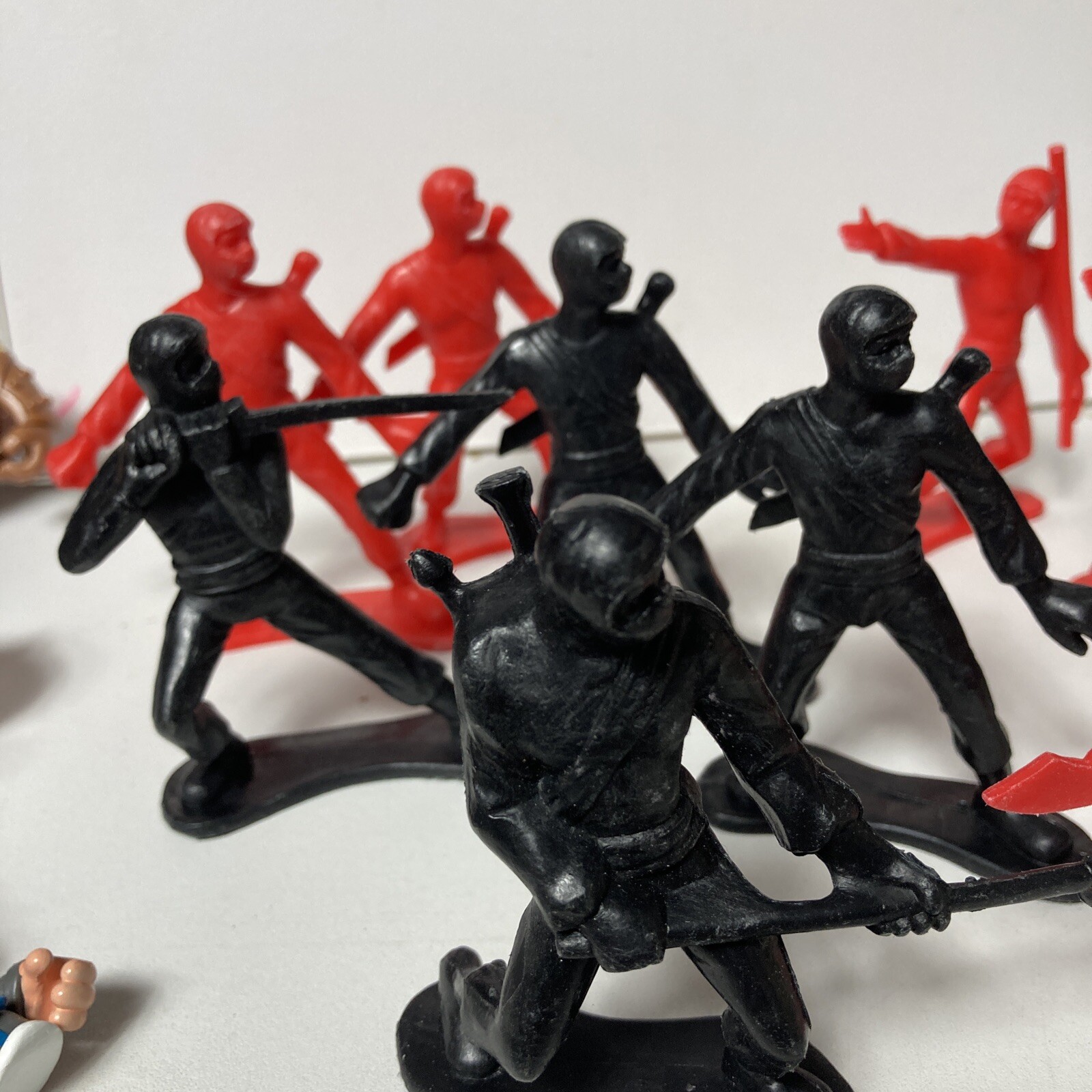 Ninja Men Toy Figures Plastic 10 Figures Total Black and Red Greenbrier ...