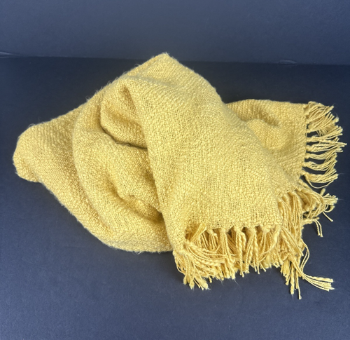 Pottery Barn Nubby Fringe Throw Blanket Harvest Gold 50x60 Boho ...