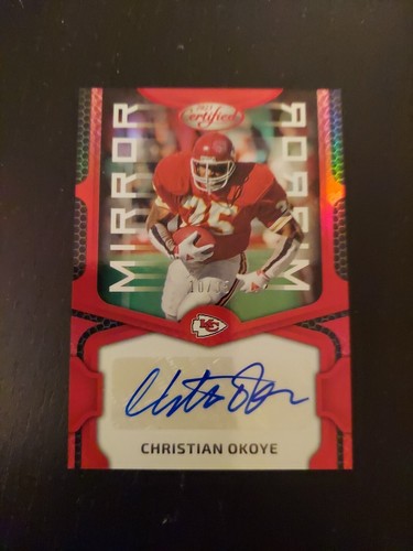 2023 Panini Certified Christian Okoye Mirror Auto Red #/35 Kansas City ...
