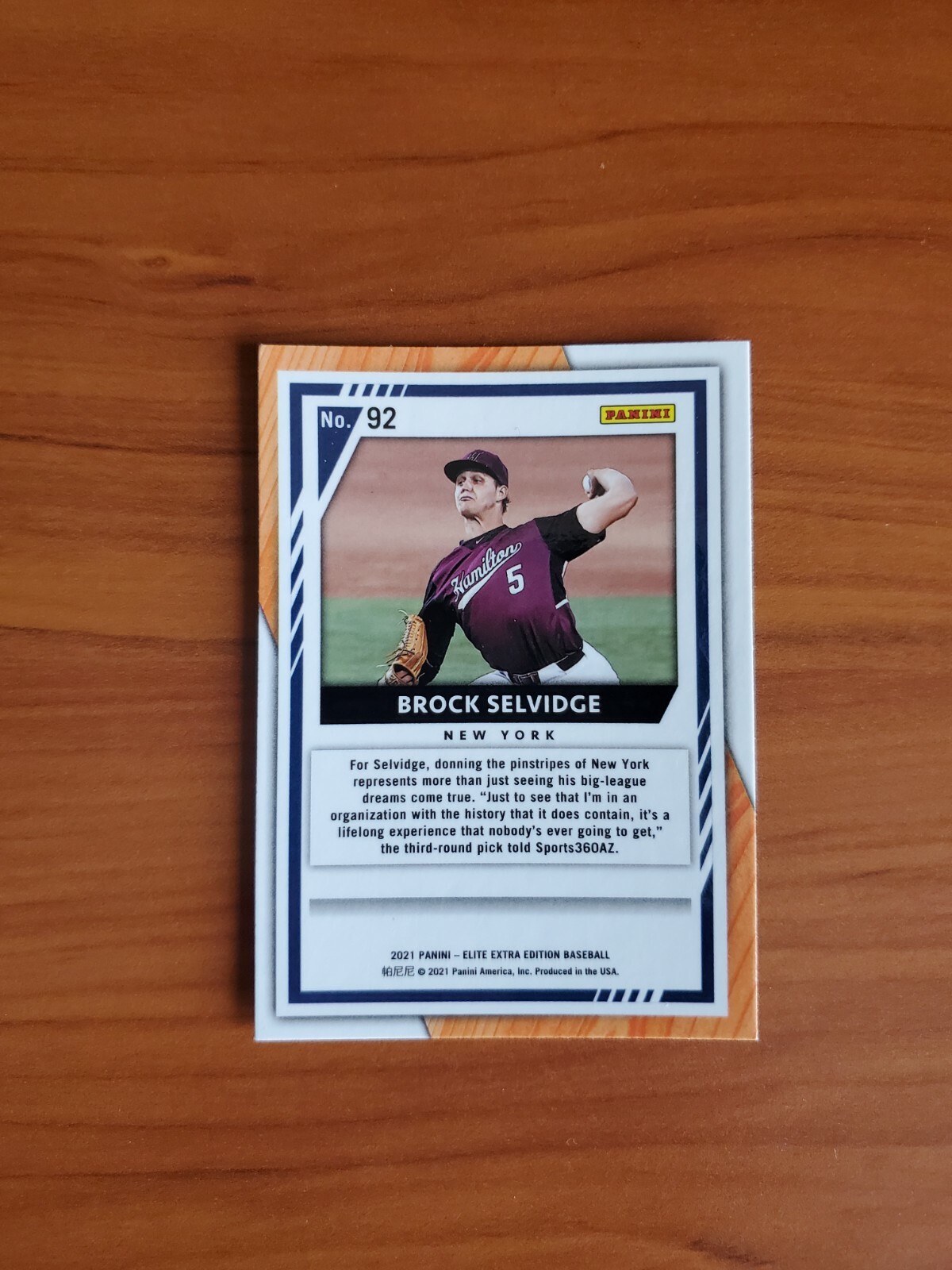 Brock Selvidge - 2021 Panini Elite Extra Edition #92 - YANKEES | eBay