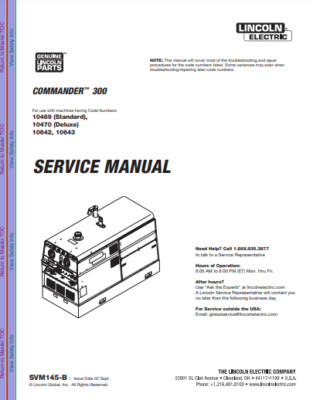 LINCOLN COMMANDER 300 SERVICE MANUAL | eBay