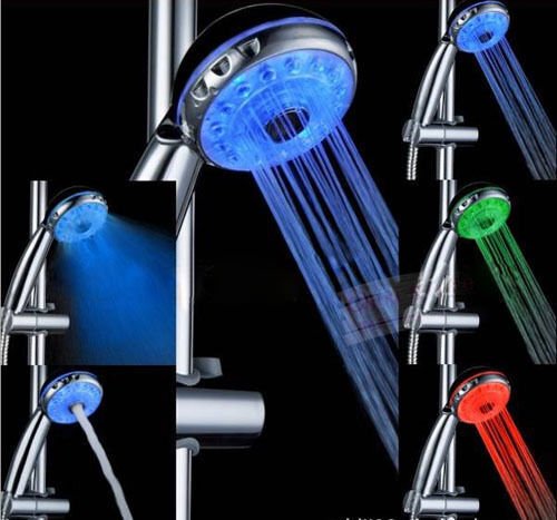 Bathroom Temperature Sensor Control LED Hand Shower Head w/ Multi Spray ...
