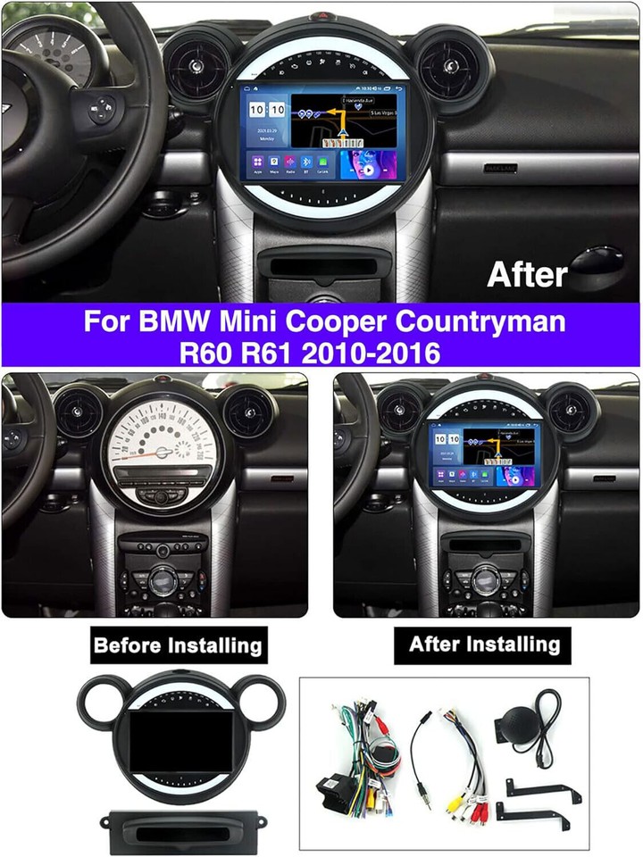for 2012-2016 Mini Cooper R56 R60 Android 13 Satnav Radio Display ...