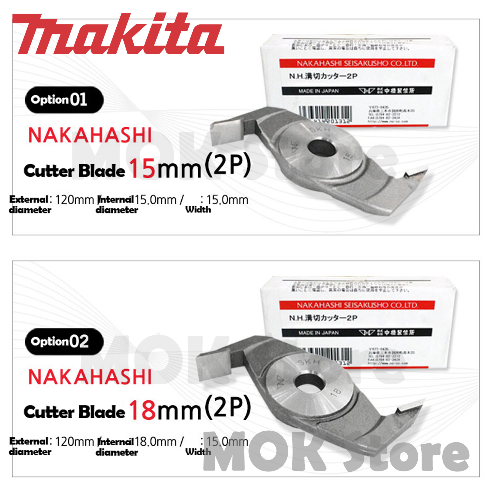 Makita Groove Cutter Blade 15mm 18mm 21mm 24mm 30mm 33mm 36mm for 3803A ...