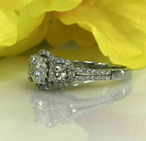 3.70 Ct Round Cut Simulated Diamond Split Shank Wedding Ring 925 ...