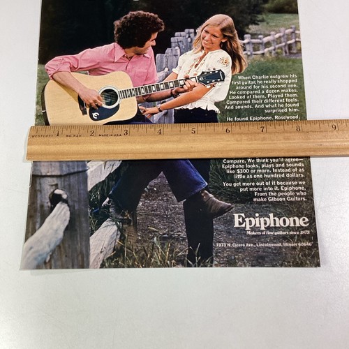 Gibson Guitars Epiphone Print Ad Original Vintage 1974 Charlie Pretty ...