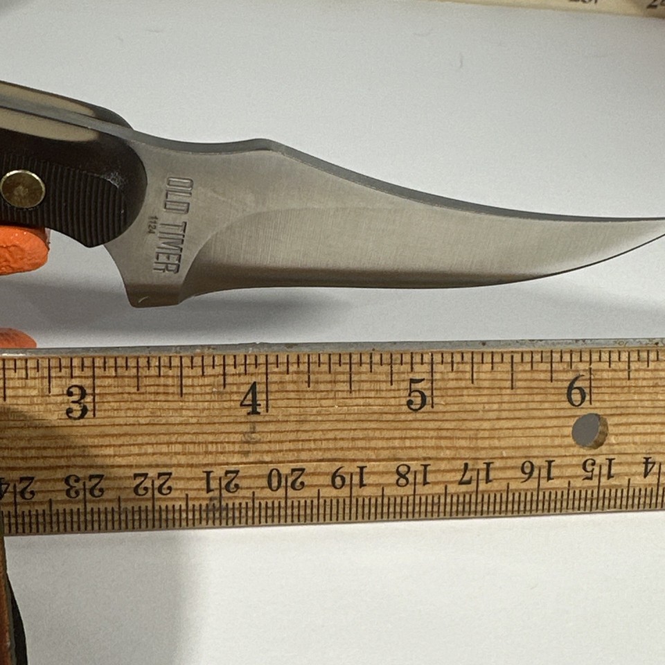 Schrade Old Timer 152 OT Sharp Finger Fixed Blade Knife with scabbard ...