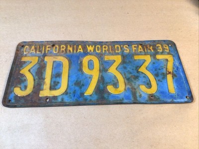 California License Plate Rust Patina World's Fair 1939 | eBay