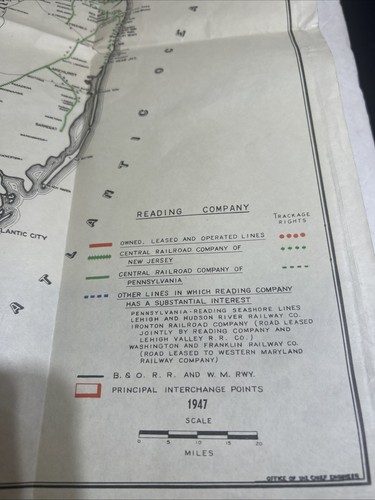 1947 Reading Co. Railroad Map Reading Lines & More Railway Map | eBay