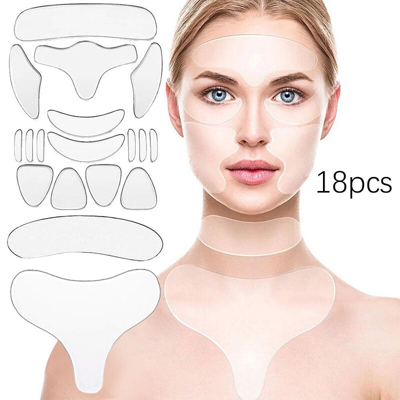 18Pcs Reusable Silicone anti Wrinkle Anti Age Face Lift Chest Neck Skin ...
