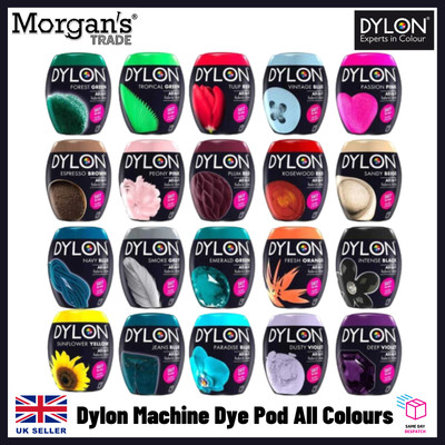 DYLON RTU Machine Permanent Colour Fabric Dye Pods 350g All Colours ...