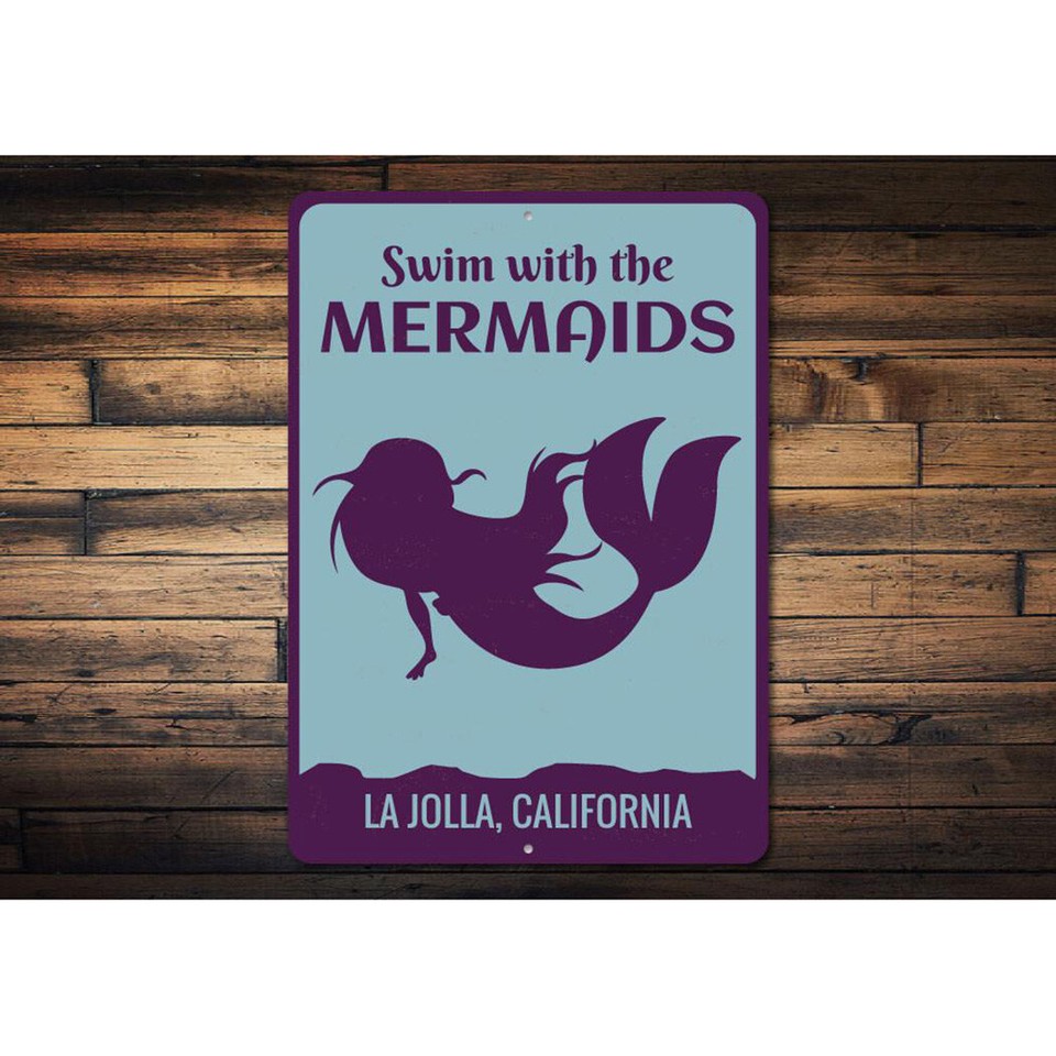 Custom Swimming Sign Personalized Swim With The Mermaids Pool Beach ...