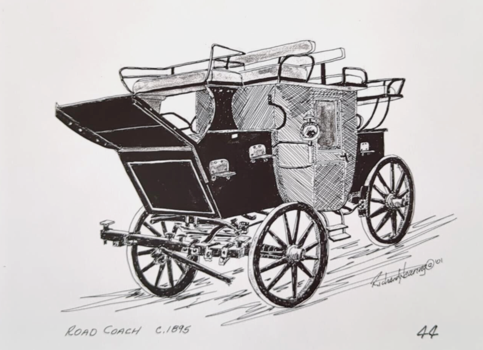 Richard Nearing ROAD COACH Old West Pen Ink Drawings Art Print ...