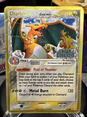 Charizard 4/100 ex Crystal Guardians Reverse Holo STAMPED Delta Species ...