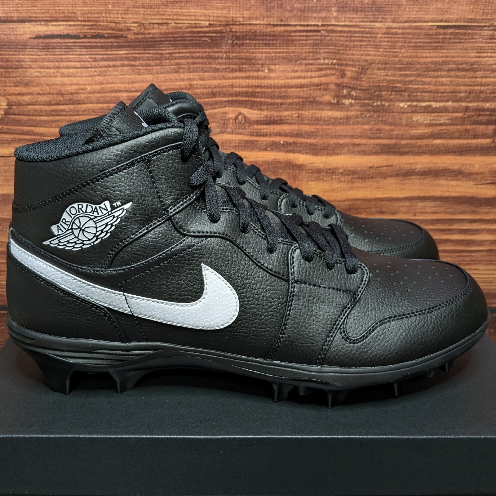 Nike Air Jordan 1 Mid TD Men's 12 Black White football cleats FJ6805 ...