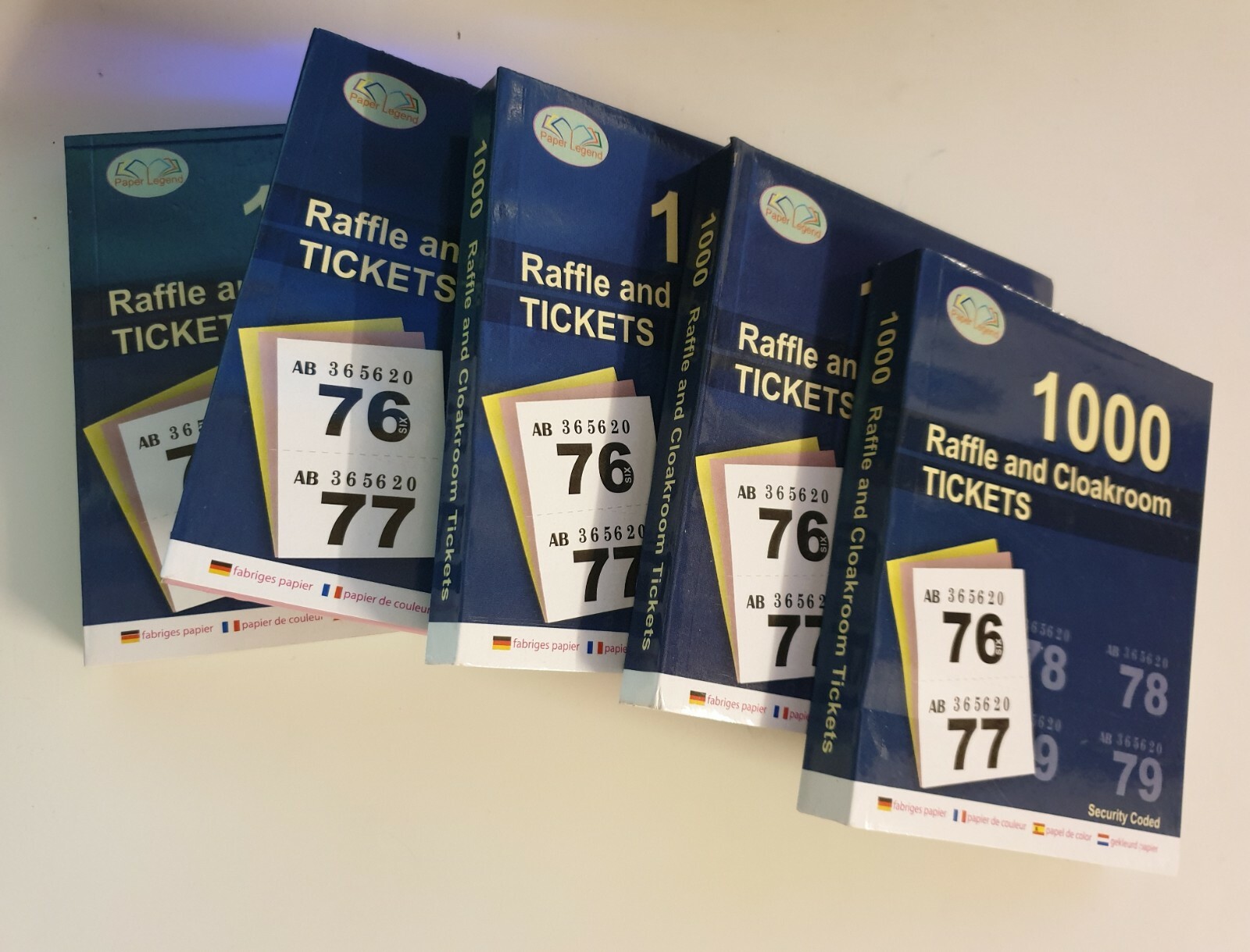 Raffle Cloakroom Tickets 1-1000 Book Tombola Draw Numbered Different ...