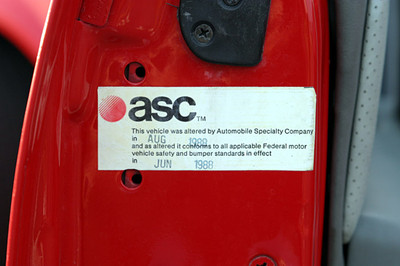 ASC McLaren "Vehicle Altered By Automobile Specialty" decal (date ...