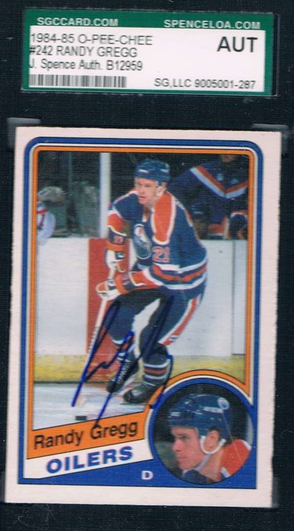 1984-85 O-Pee-Chee #242 Randy Gregg Oilers JSA Auto | eBay