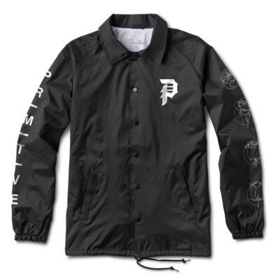 Primitive Skateboarding Jacket - Coaches Jacket Thorn BLACK size SMALL ...