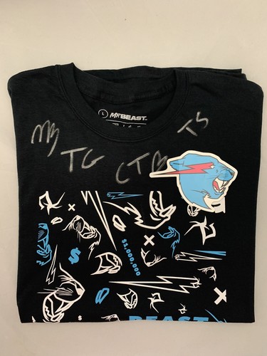 RARE 4 SIG!! NEW Mr Beast SIGNED Shirt 24-Hour Livestream Tee - Adult ...