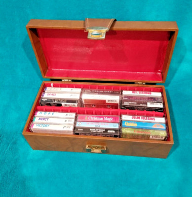 Vintage 30 Cassette Tape Carry Case Brown w/ Handle including 17 ...
