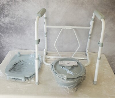 OPEN BOX Medline Guardian 3-In-1 Steel Bedside Commode Elongated Fold ...