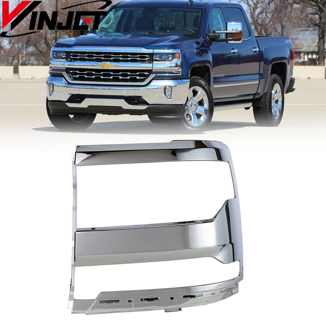 Driver For 2016 2017 2018 Chevy Silverado 1500 Chrome Headlight Trim ...