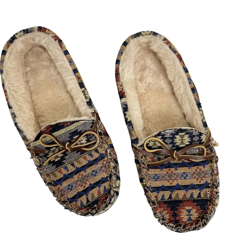 LAMO Britain Moc II Southwest Geometric Print Faux Fur Lined Moc ...