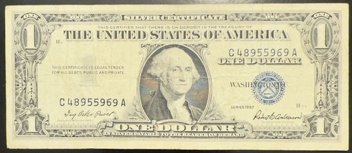 🔥 MISALIGNED OVERPRINT ERROR NOTE! 1957 $1 One Dollar Silver ...