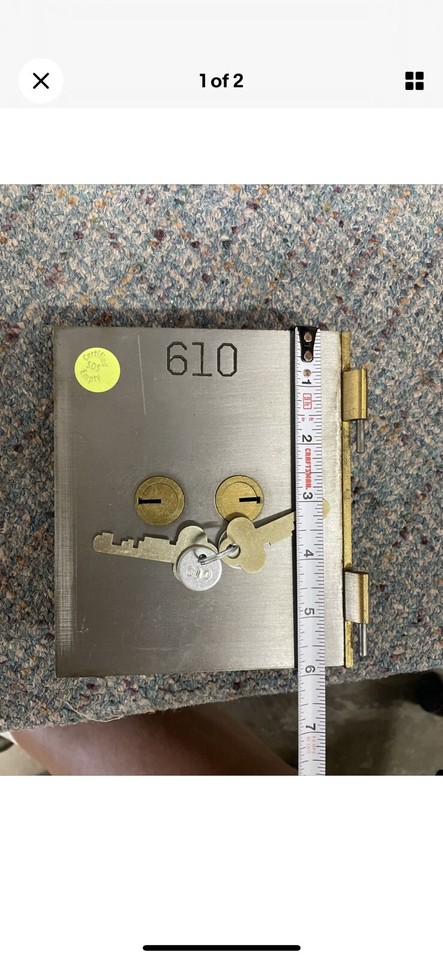 Vintage Mosler Safe Deposit Box Lock W/ 2 Keys & Hinge Safety Door ...