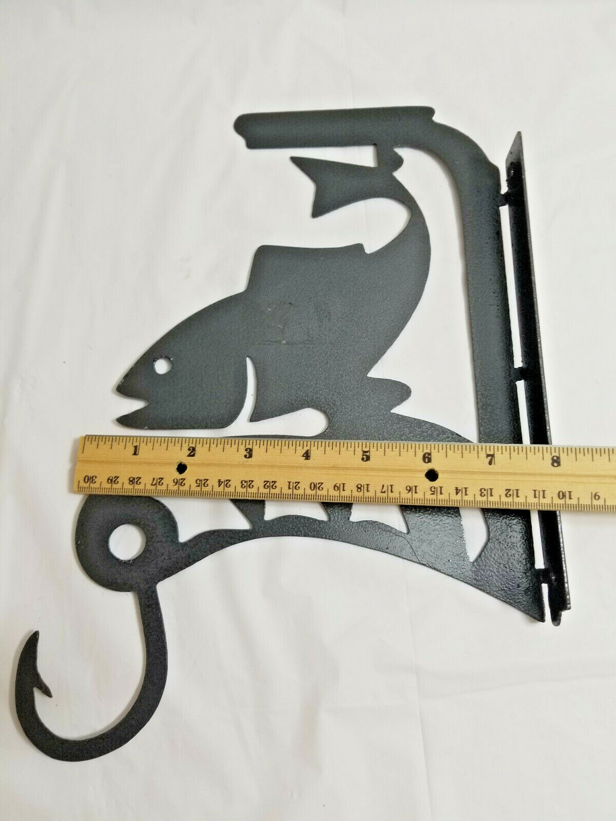 Metal Hanging Fish Hook Outdoor Decor 10" Tall | eBay