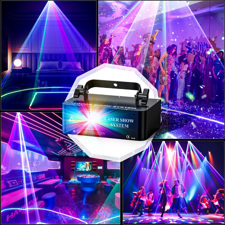 DMX RGB LED 500mW Laser Beam Scanner Projector DJ Disco Party Stage ...