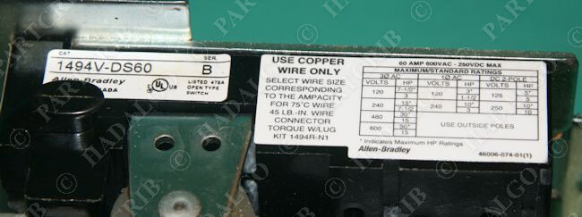 Allen Bradley, 1494V-DS60, Disconnect Switch Handle Enclosure | eBay