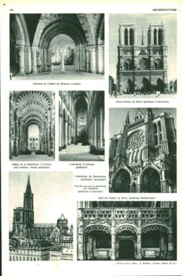 Document ancien architecture Paris Moissac Strasbourg etc issu livre de ...