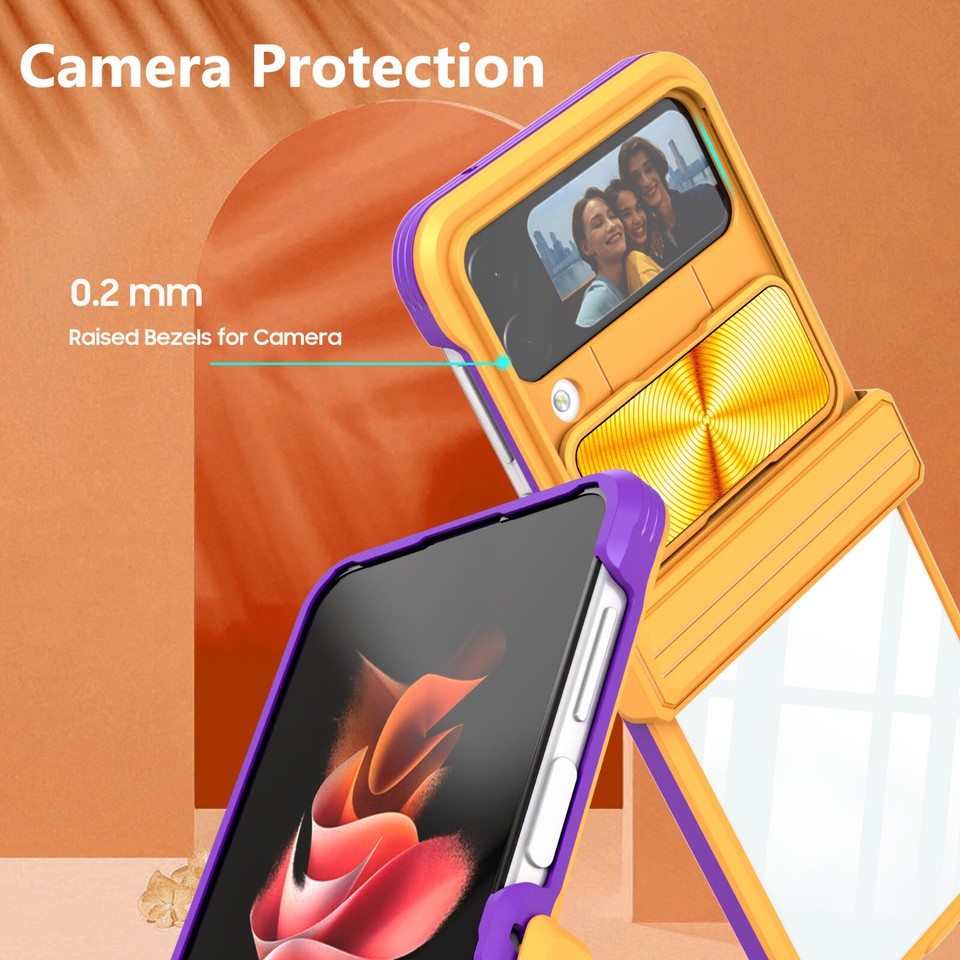 For Samsung Galaxy Z Flip 4 Shockproof Camera Slide Case Cover/ Screen ...