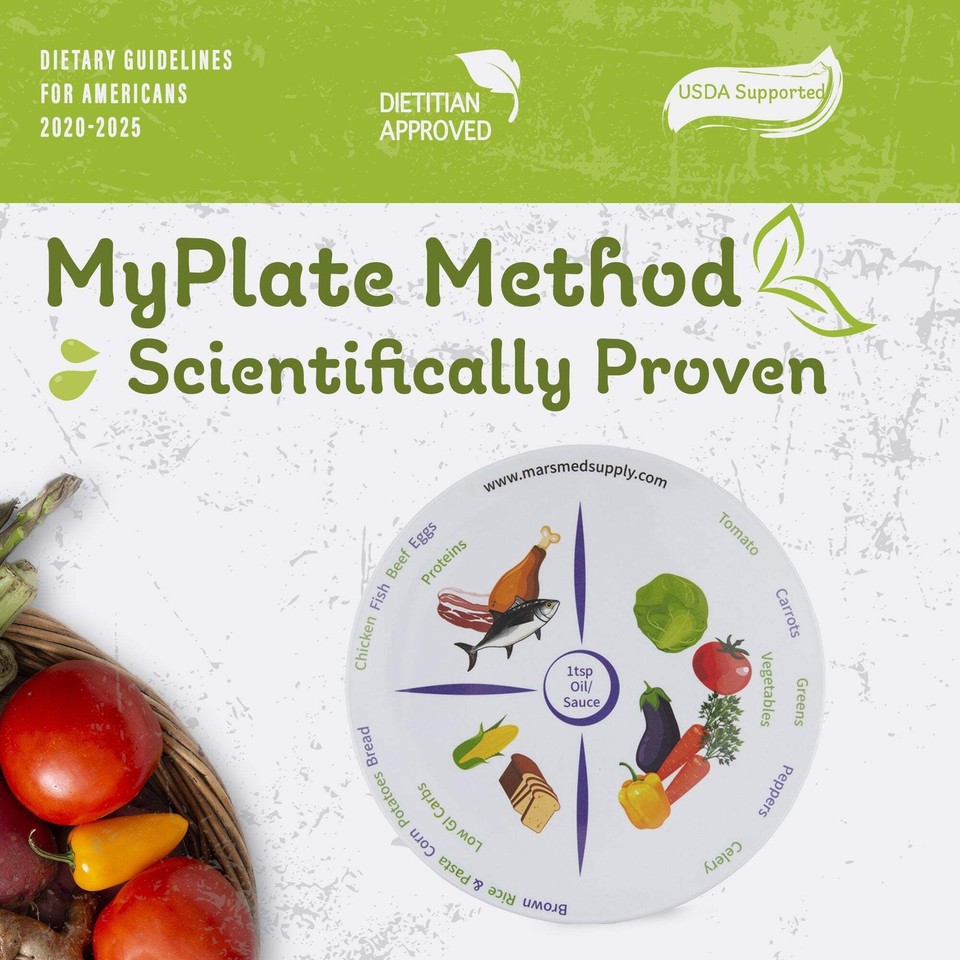 2 Pack 10" Portion Control Plate MyPlate Weight Loss Balanced meals | eBay