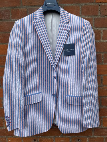 Mens Summer Searsucker Red Blue Striped Boating Jacket Blazer Many ...