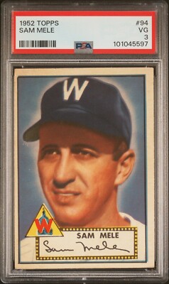 1952 Topps Baseball Sam Mele Red Back #94 - PSA 3 - Washington Senators ...